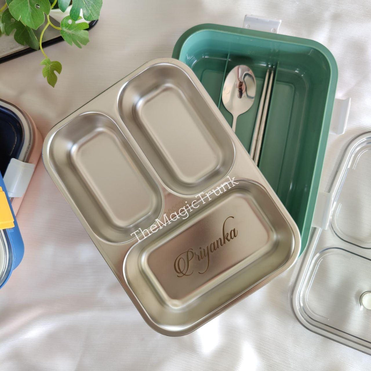 Personalized Stainless Steel Meal Bento Box 3 Section ( 1pc ) – The ...