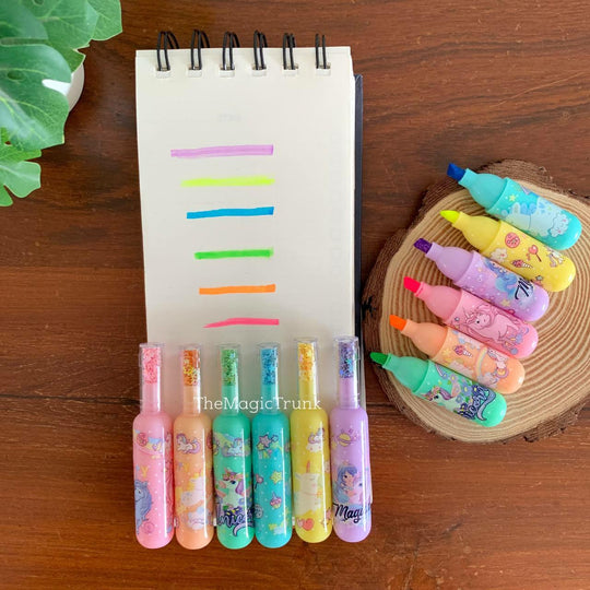 Unicorn Bottle Shaped Highlighter Set ( 6 pcs ) – The Magic Trunk